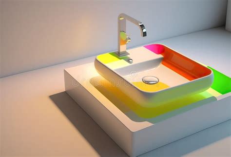 Modern Colorful White Bathroom Sink Ai Generated Stock Illustration