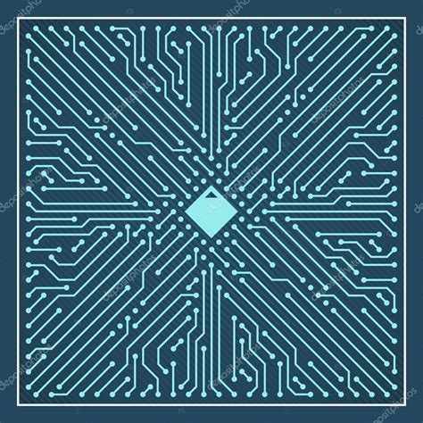 Ornamental Circuit Board Microchip Vector Two Blue Stock Vector Mat S
