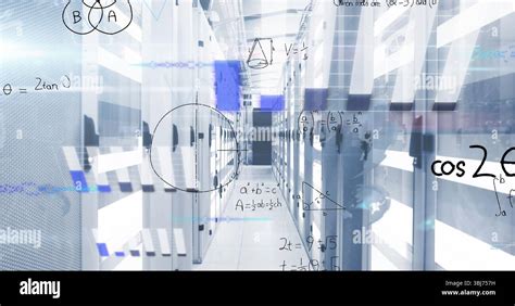 Showcasing Server Racks Running In High Tech Data Center Corridor With