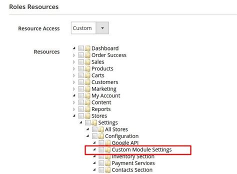 how to declare acl for the configuration page of custom module in