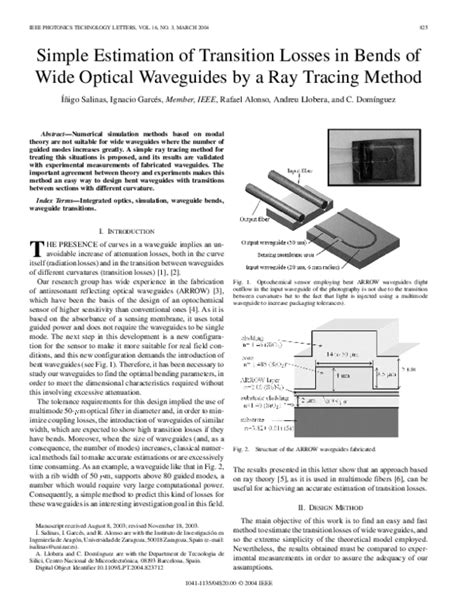 pdf simple estimation of transition losses in bends of wide optical