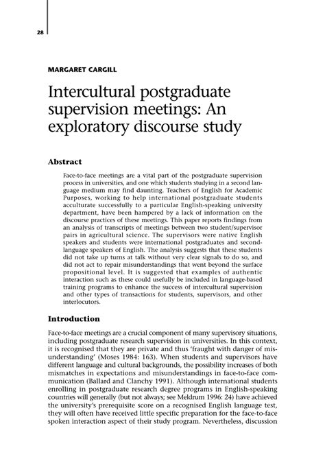pdf intercultural postgraduate supervision meetings an exploratory