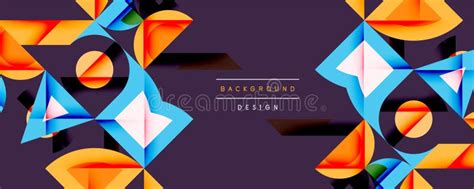 Minimal Geometric Abstract Background Circle Square And Triangle Design Stock Vector