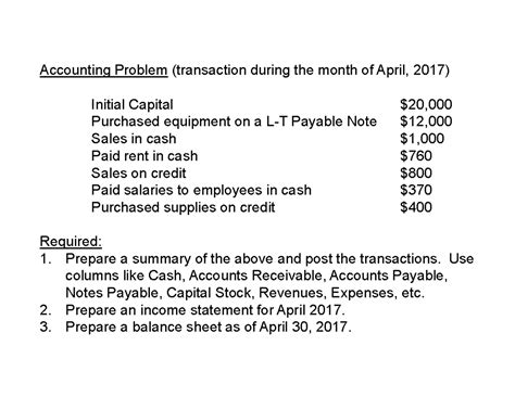 Accounting Problem Acc Accounting Problem Transaction During The