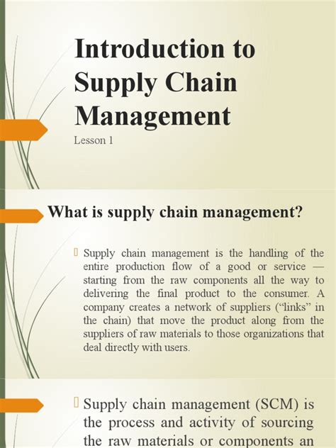 1 Introduction To Supply Chain Management Pdf Supply Chain Supply Chain Management