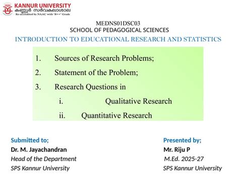 Riju P Med Pptx Sources Of Research Problems Statement Of The