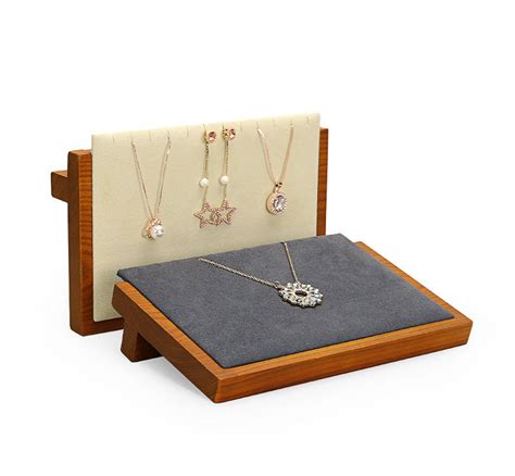 Luxury New Gray Velvet And Off White Jewelry Necklace Display Stand