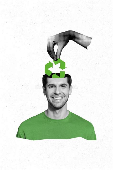 Vertical Poster Collage Of Man Do Recycle Isolated On Drawing White