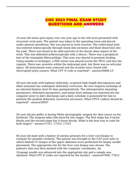 COC 2023 FINAL EXAM STUDY QUESTIONS AND ANSWERS COC Stuvia US