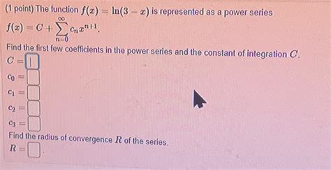 solved 1 point the function f x ln 3 x is represented as