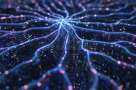 An Abstract 3d Visualization Of A Cybernetic Brain Where Each Neuron Is