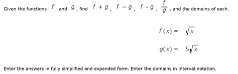 Solved Given The Functions F And G Find F G F G F