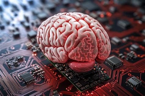 Artificial Intelligence Concept With A Brain Embedded In A Circuit Board Illustrating Technology