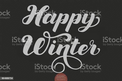 벡터 행복 겨울 텍스트입니다 붓글씨 레터링 디자인 카드 템플릿입니다 어두운 배경에 휴일에 대 한 크리에이 티브 인쇄 술 선물 포스터 잉크 그림 벡터 카드 초대장 인쇄합니다