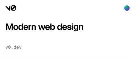 Modern Web Design V0 By Vercel