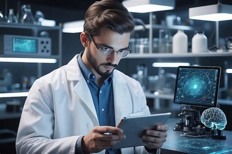 Premium Photo Shot Of A Young Scientist Using A Digital Tablet In His Lab Created With