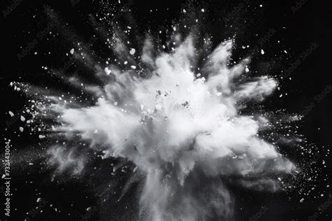 The Explosive Burst Of White Powder On The Black Canvas Captures The