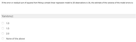 Solved If The Error Or Residual Sum Of Squares From Fitting