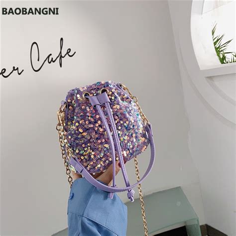 여성용 지갑 및 핸드백 스팽글 스트링 버킷 핸드백 여성용 토트 숄더백 소녀 크로스바디 백 숄더 백 Aliexpress