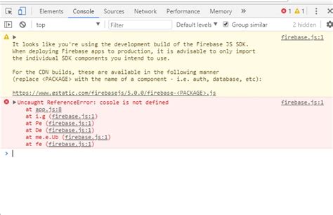 "Uncaught ReferenceError: cosole is not defined" in Firebase JavaScript ...