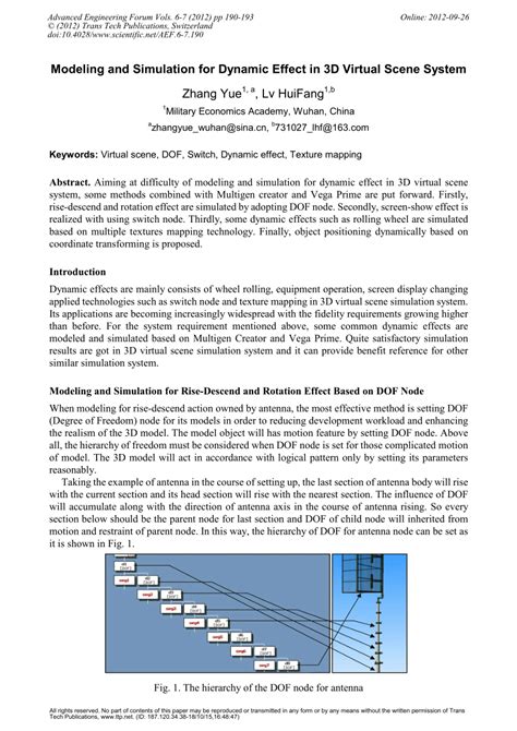 PDF Modeling And Simulation For Dynamic Effect In D Virtual Scene System