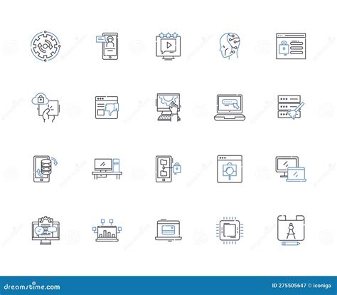 Framework Line Icons Collection Structure Blueprint Skeleton