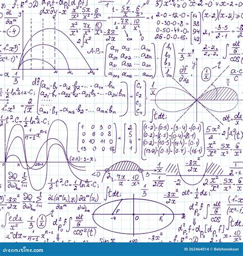 Math Scientific Vector Seamless Pattern With Formulas Calculations And
