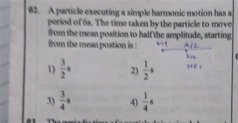 A Particle Executing A Simple Harmonic Motion Has A Period Of As The