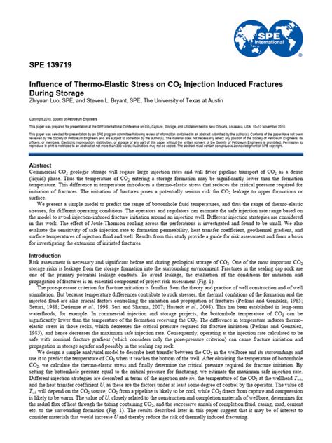 Influence Of Thermo Elastic Stress On Co2 Injection Induced Fractures During Storage Pdf