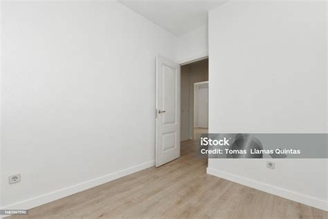새로 칠한 벽과 밝은 참나무 바닥과 흰색 나무 문이 있는 빈 거실 0명에 대한 스톡 사진 및 기타 이미지 0명 3차원 형태