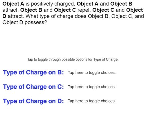 Object A Is Positively Charged Object A And Object B Attract Object B And Object C Repel Object