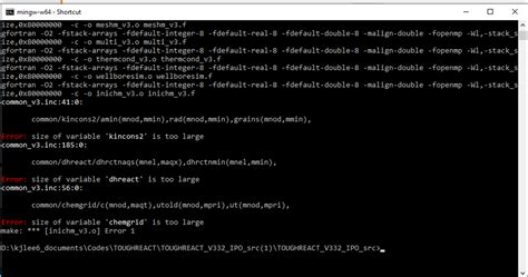 Toughreact Compilation Using Gfortran Mingw Error Message Toughreact