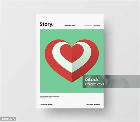 놀라운 발렌타인 데이 벡터 A4 수직 방향 전면 페이지 모형 하트 일러스트 디자인 레이아웃이 있는 추상 커버 휴일 인사말 카드 간단한 창조적 인 브로셔 템플릿 배경 A4