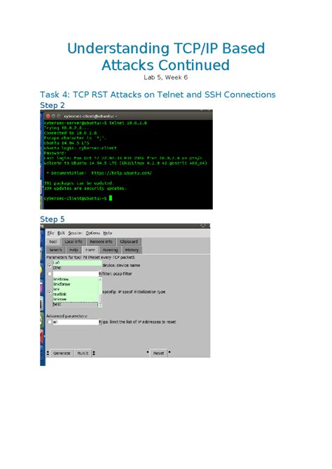 Tutorial 5 Lab Work Understanding Tcpip Based Attacks Continued