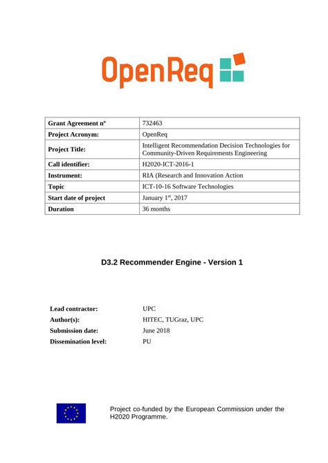 Pdf D3 2 Recommender Engine Version 1 Openreq 2 1 Architecture The Architecture Of The