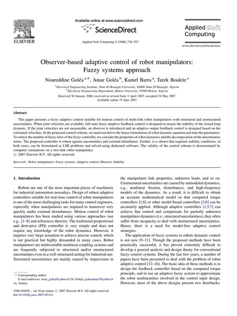 Solution Observer Based Adaptive Control Of Robot Manipulators Copy