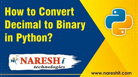 How To Convert Decimal To Binary In Python Nareshit