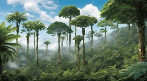 Premium Photo Subtropical Rainforest Forest Scene Illustration