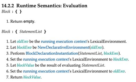 Javascript In The Ecmascript Spec What Are The Semantic Rules Of Varscopeddeclarations And