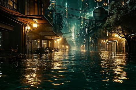 premium ai image generative ai illustration of flooding houses with