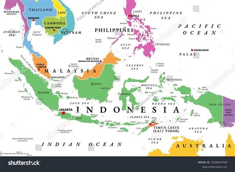 Indonesia Country Southeast Asia Oceania Colored Stock Vector Royalty