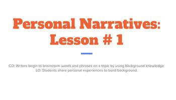 HMH Into Reading Writing Workshop Module Week Personal Narratives