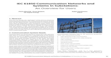 61 Iec 61850 Communication Networks And Systems In Substations An Overview For Users [pdf