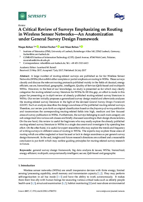 Pdf A Critical Review Of Surveys Emphasizing On Routing In Wireless Sensor Networks—an
