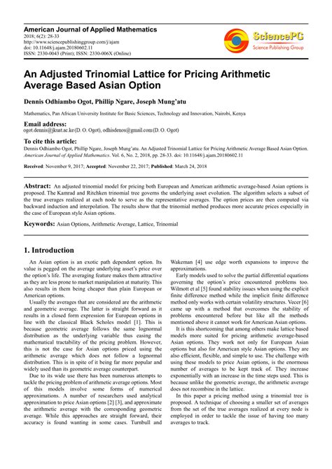 pdf an adjusted trinomial lattice for pricing arithmetic average