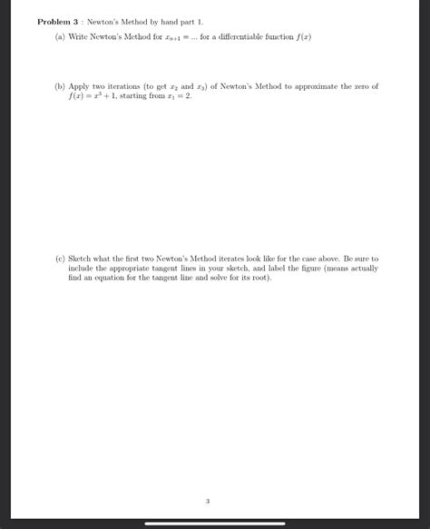 Solved Problem Newton S Method By Hand Part A Write Chegg Com
