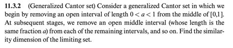 solved 11 3 2 generalized cantor set consider a
