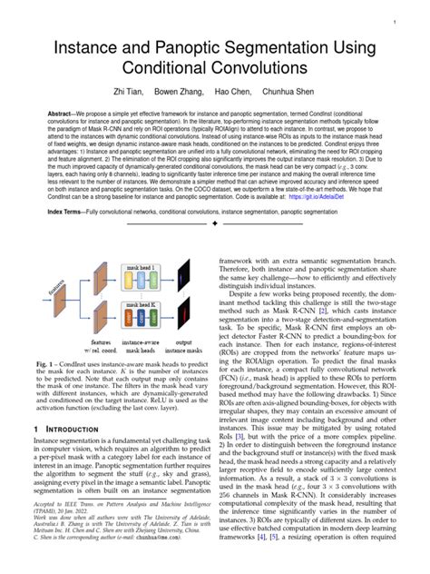 Instance And Panoptic Seg Using Conditional Convolutions Pdf Image Segmentation Artificial