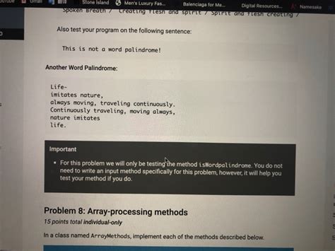 Solved Problem 7 Word Palindrome 10 Points Total