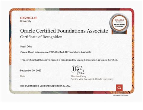 Oraclecloud Itcert Passedtheexam Feelinggood Oraclecertified Ai Cloud Kapil Ojha